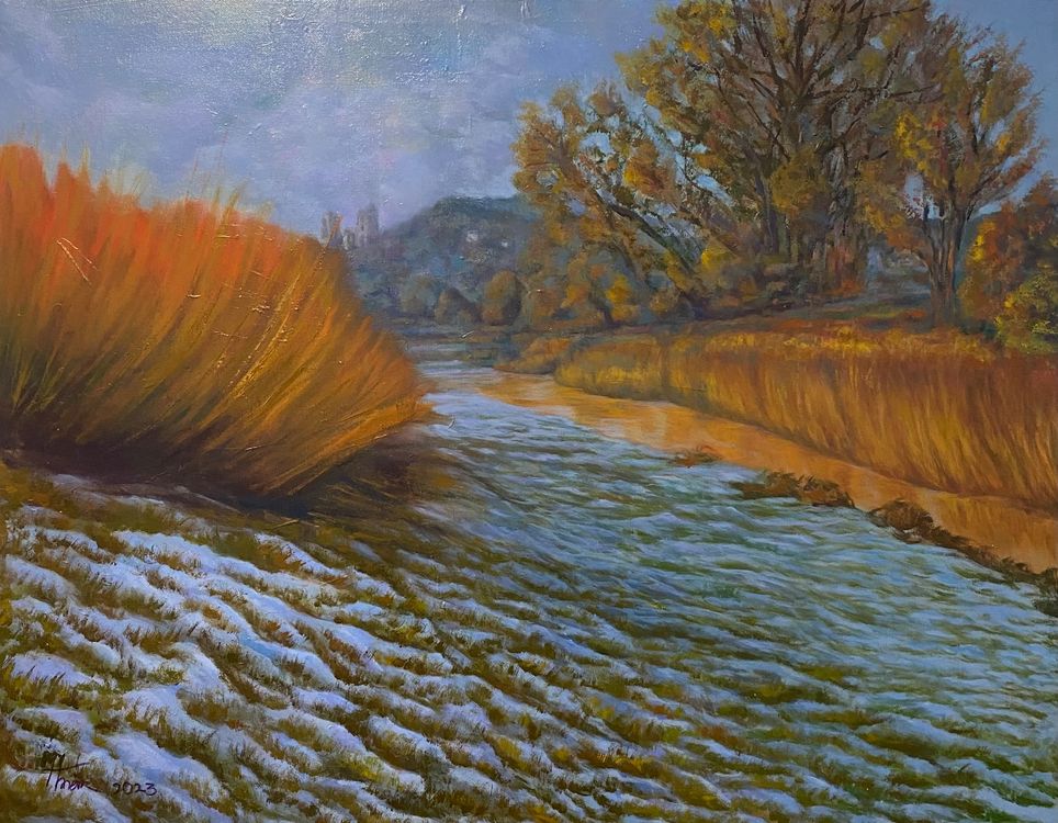 Im Winter am Bach (Giesse bei Belp) Öl auf Leinwand, 89x70cm (Neu (gemäss Beschreibung)) in Belp ...