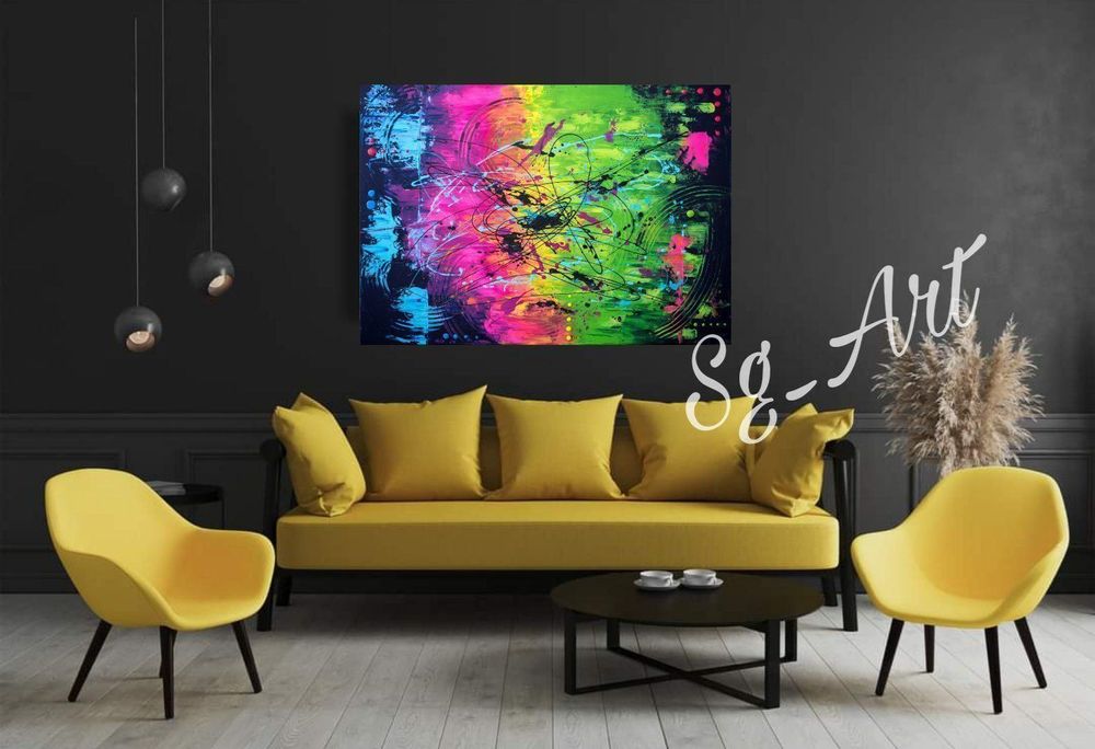 Acrylbild bunt Farbexplosion abstrakt (Neu (gemäss Beschreibung)) in Rheinau für CHF 200 – mit ...