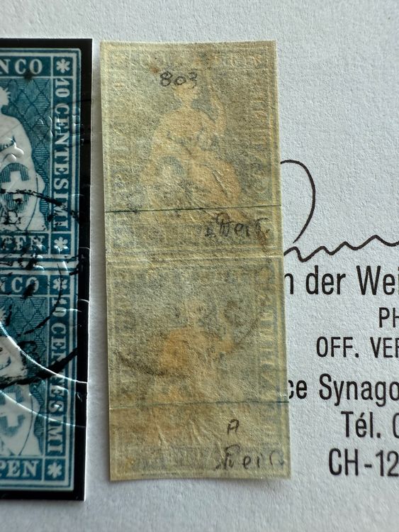 Strubel 10 Rappen, 23A im Paar mit Attest von der Weid (Gebraucht) in ...