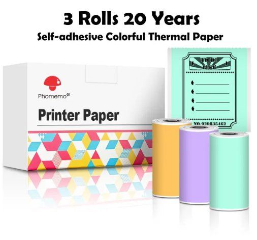 Rollen Set für Mini Printer 3 Rollen farbig klebend (Neu und ...