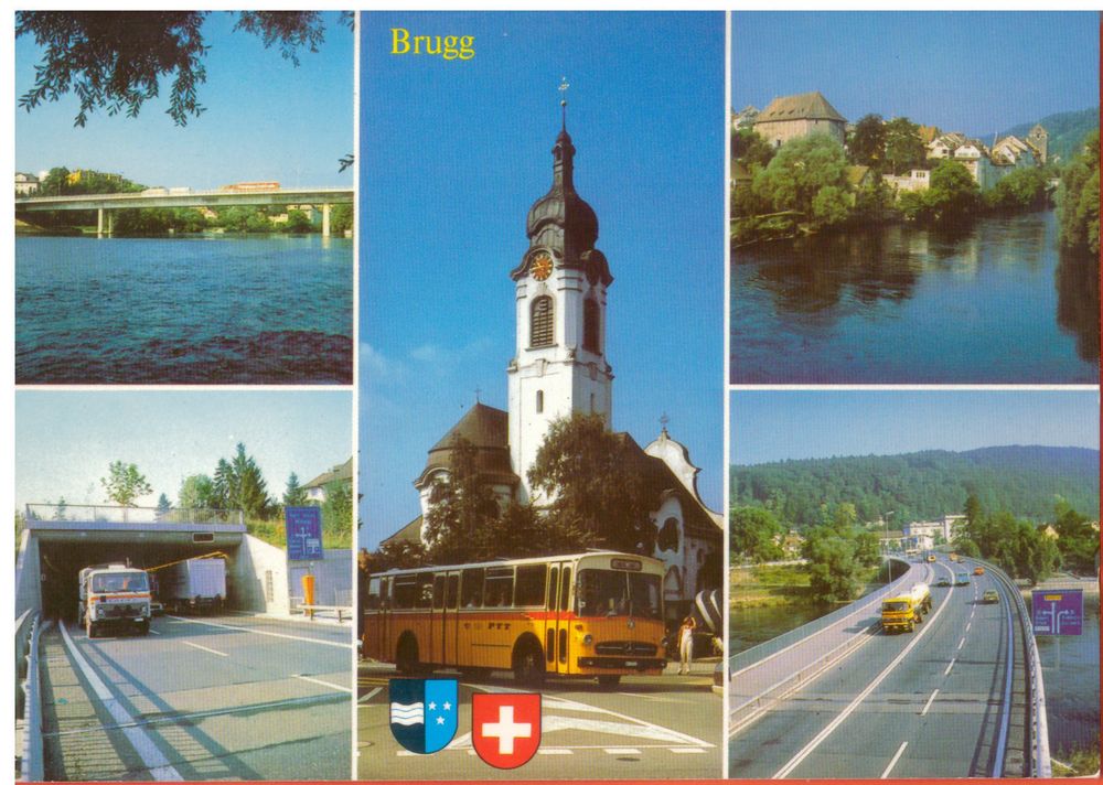 BRUGG - AG - FÜNF ANSICHTEN 1 X MIT POSTAUTO (Neu (gemäss Beschreibung)) in Montebelluna / TV ...