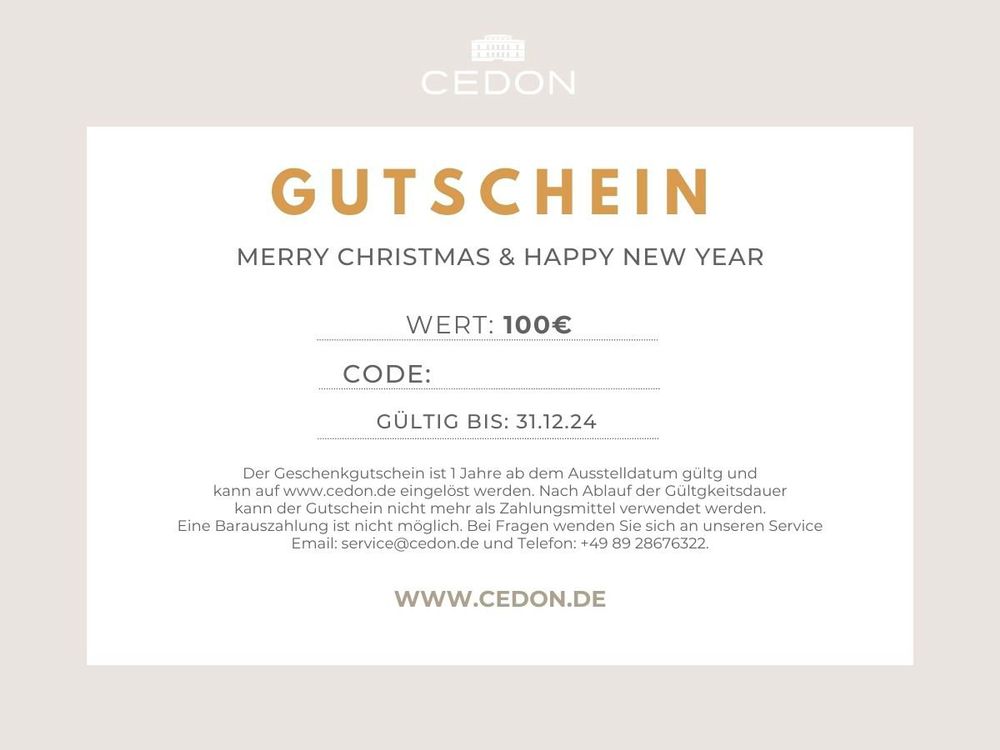 Gutschein CEDON im Wert von 100 € zu verkaufen (Neu und ...