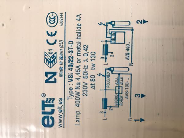 Vorschaltgerät 400 Watt, 230 V von ELT (Neu und originalverpackt) in ...