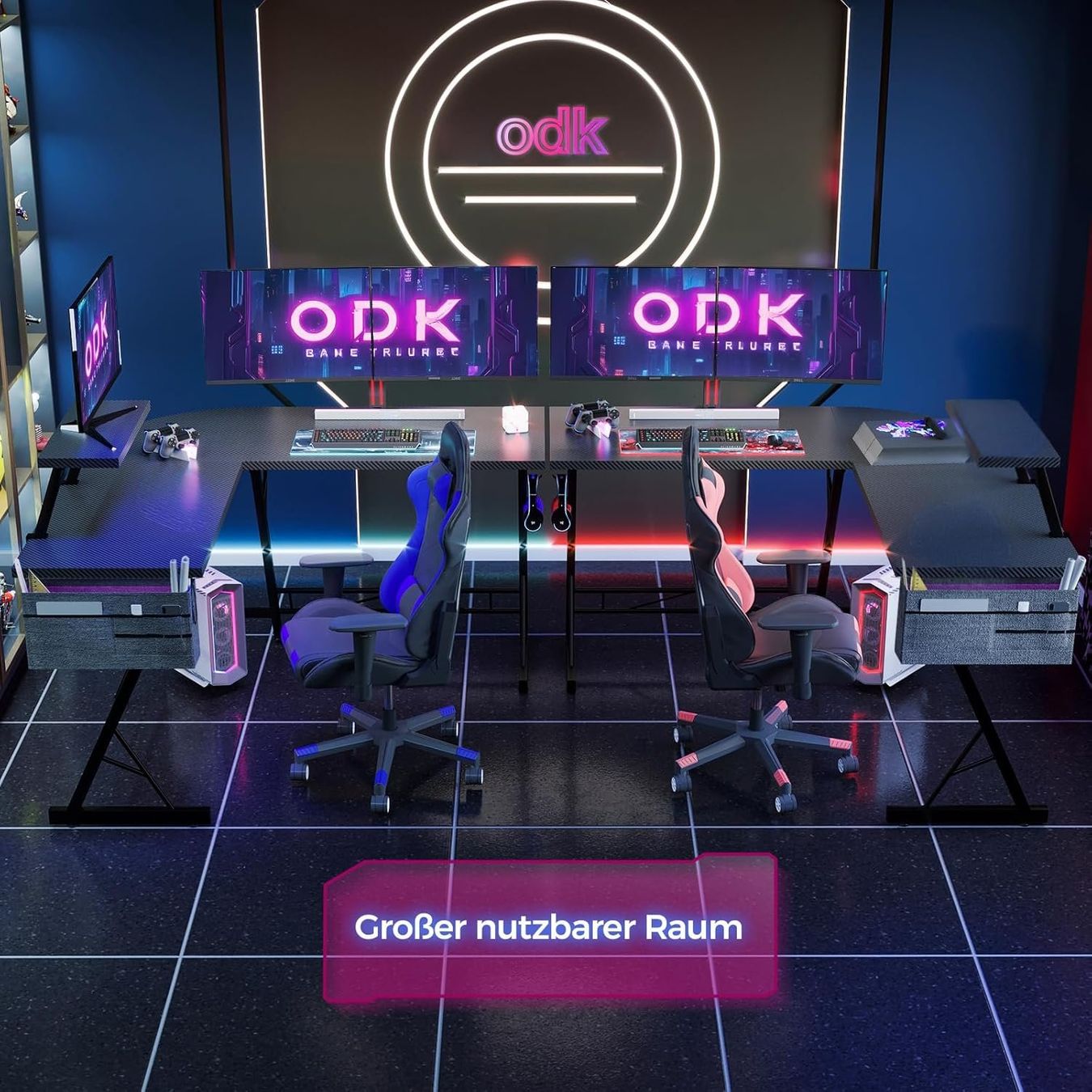 ODK Gaming Tisch, Schreibtisch Ecktisch S.Carbon 127x127 cm (Neu und ...