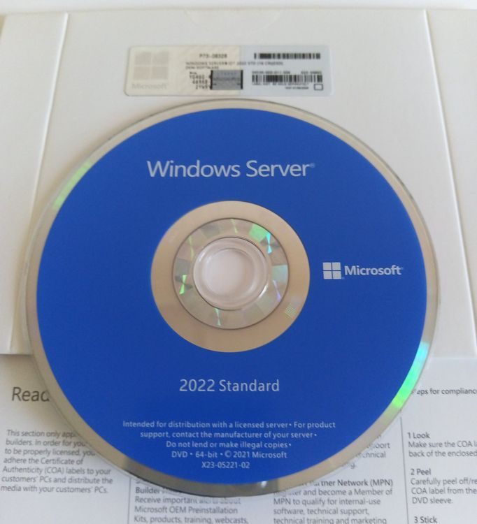 Microsoft Windows Server 2022 Standard DVD 16 Core + 50 Cals (Gebraucht ...