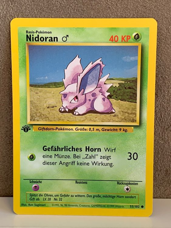 *1.Edition Nidoran DE Base Set Pokemon 55/102 | Kaufen auf Ricardo
