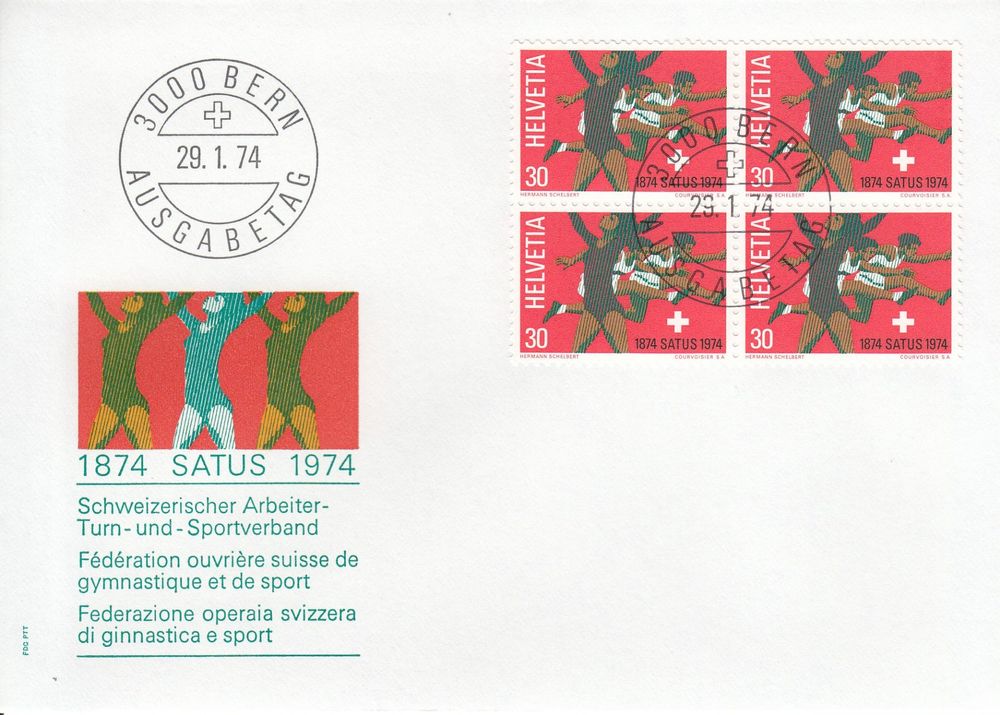 1974 Schützen WM 100 Jahre SATUS 50Jahre Jugi 3FDC 4er Block | Kaufen ...