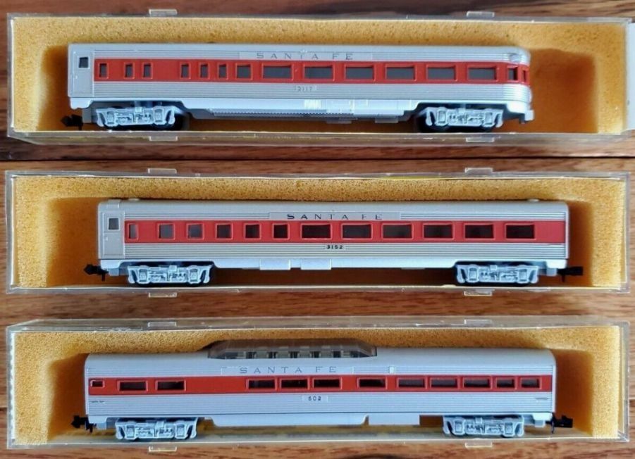 Minitrix 3032,42,52: 3 x ATSF US-Personen-+Endwagen Spur N (Neu und ...