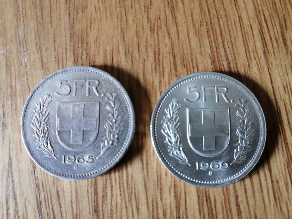 5 Franken Silbermünzen 1965 + 1969 | Kaufen auf Ricardo
