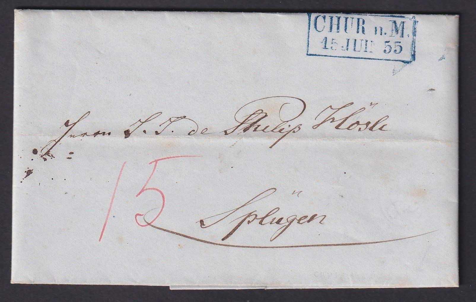 1855, BoM, von CHUR GR nach SPLÜGEN, mit Inhalt (Gebraucht) in Ebikon ...