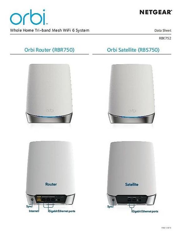 Orbi WiFi 6 Mesh AX4200 1 x RBR750 & 2 x RBS750 (RBK753) (Gebraucht) in ...