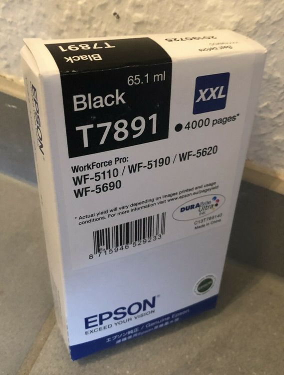 Epson WF-5110/WF-5190/WF-5620/WF-5690 black Patrone, T7891 (Neu und ...