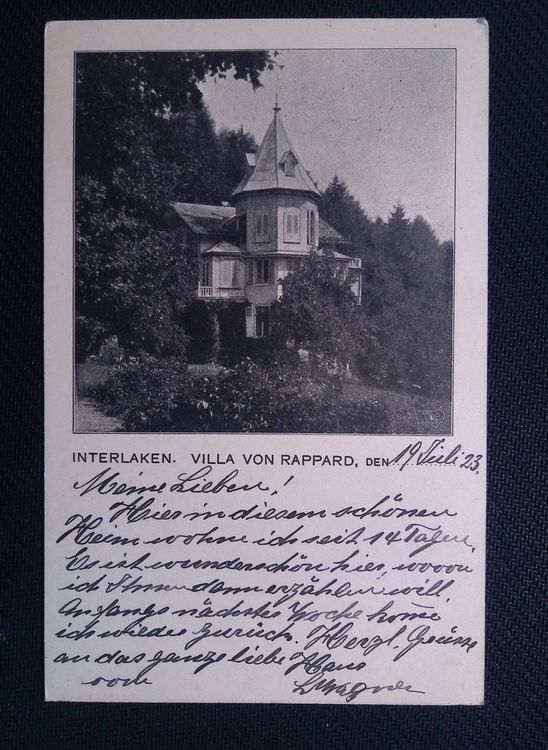 AK Interlaken Villa von Rappard gel 1923 | Kaufen auf Ricardo