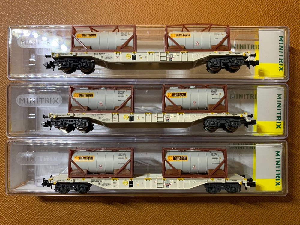 Minitrix N 18490 Containertragwagen Sgns SBB Hupac DC Analog (Neu und ...