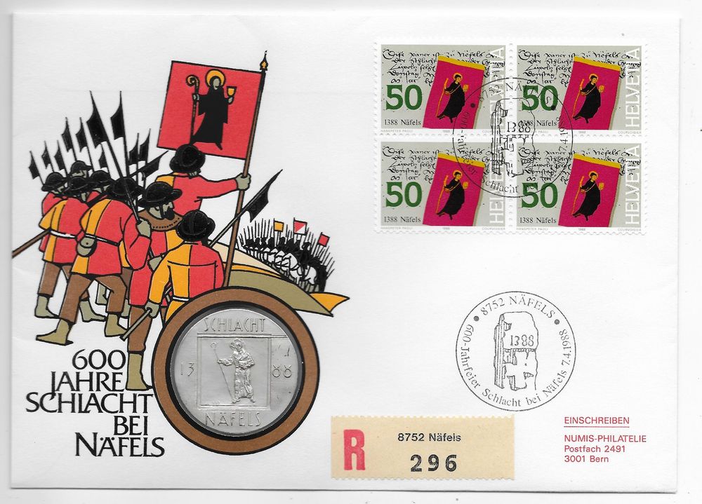 Münzbrief Schlacht bei Näfels 1988, Annoni, 999 (Neu (gemäss Beschreibung)) in Hefenhofen für ...