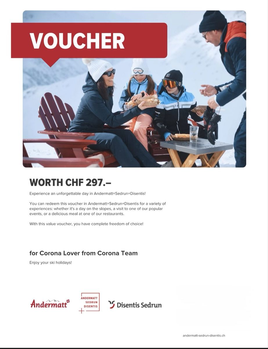 Bon d'une valeur de CHF 297, échangeable chez ANDERMATT + SE (Neu und ...
