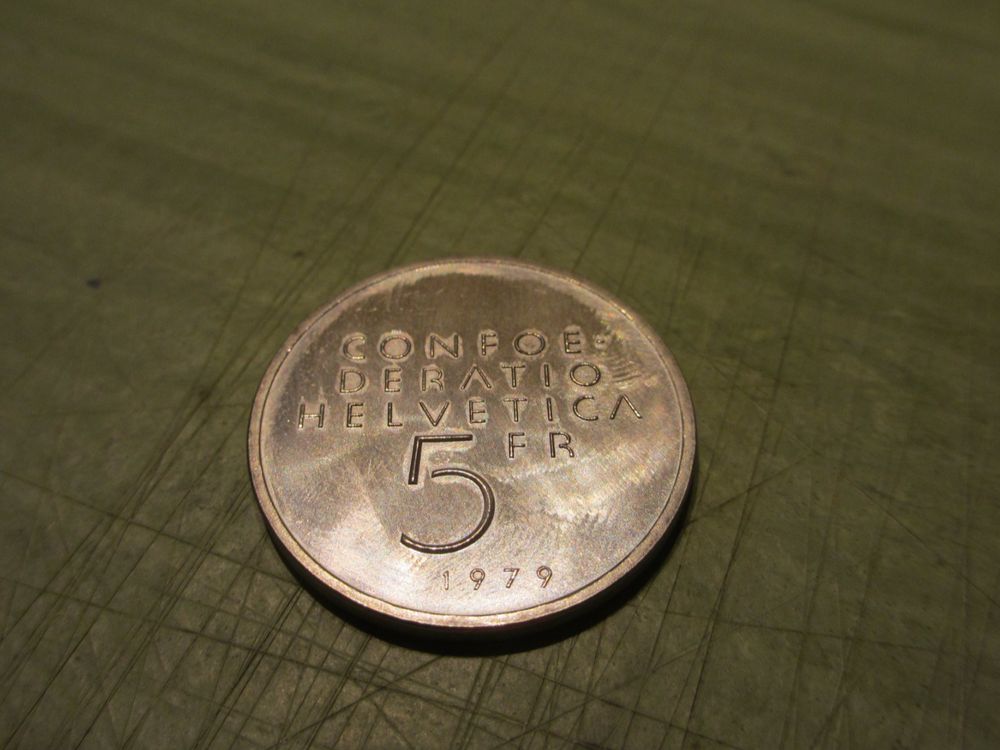 5 Fränkler Münze, 1979, mit Albert Einstein, Top! (Neu (gemäss ...