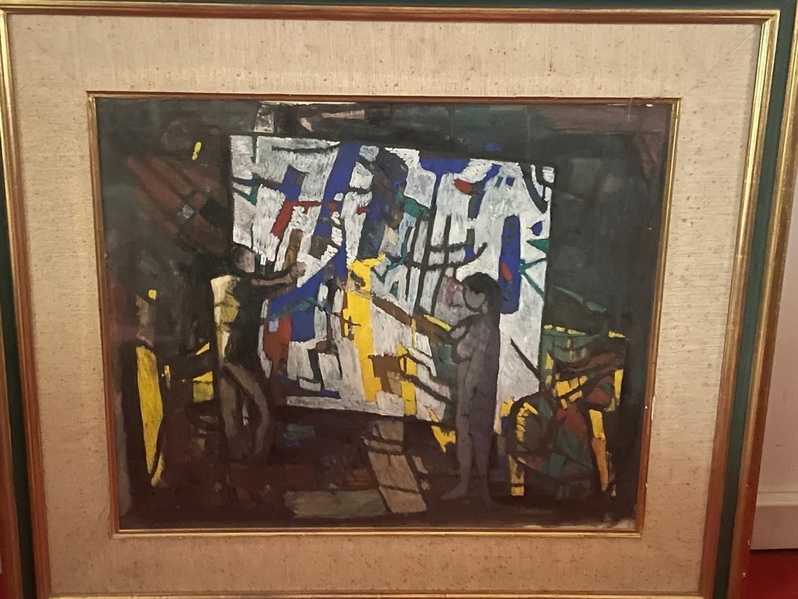 Paul Ackerman, Gemälde Öl, Kreide, Tusch auf Papier 1965 (Gebraucht) in ...