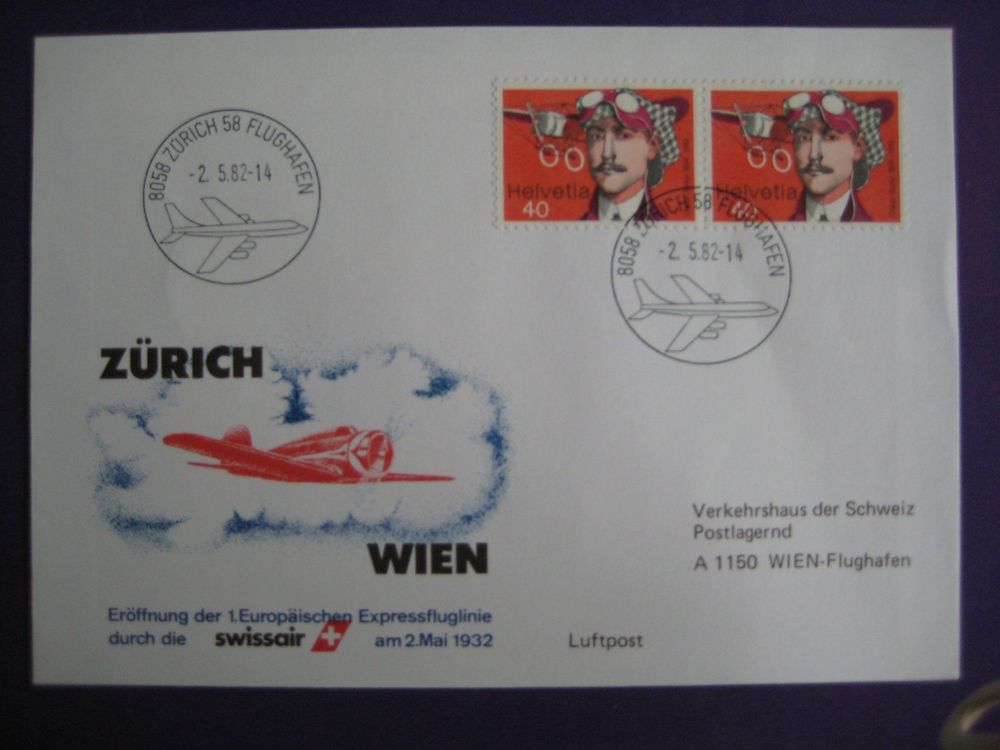 Flugbrief Zürich-WIEN - Expressfluglinie (Neu (gemäss Beschreibung)) in Wangs für CHF 1 – mit ...