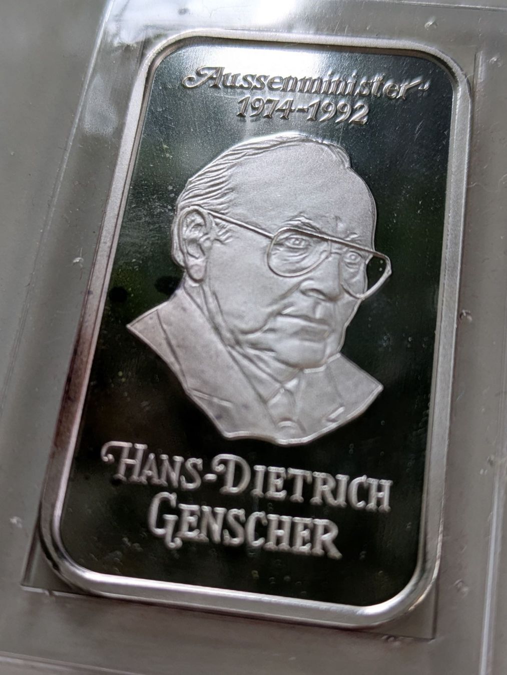 1 oz. / Unze Silber Barren H-D. Genscher Argor Heraeus 999 (Gebraucht ...