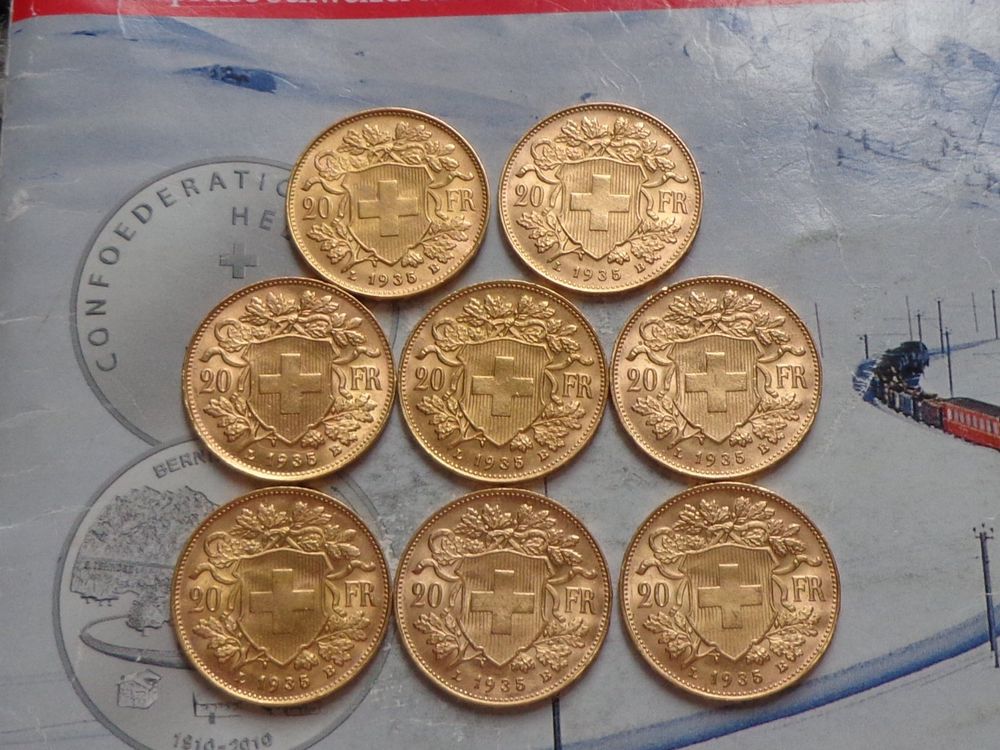 Goldvreneli 8 x 20 francs 1935 LB (Gebraucht) in Pully für CHF 3645 ...