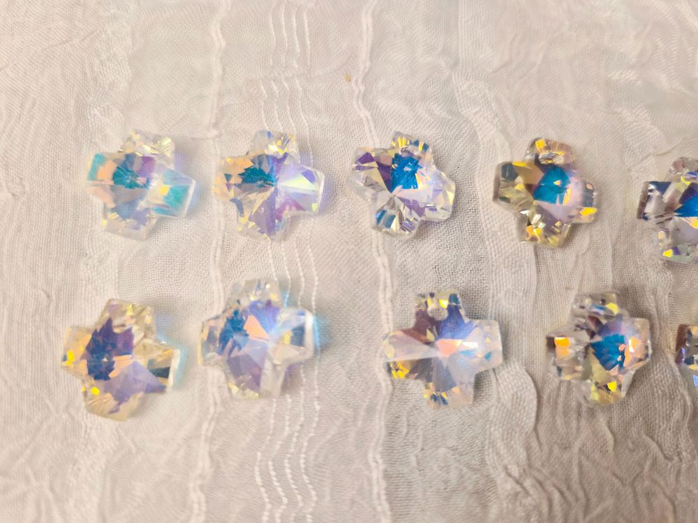 Glas Kreuz Perlen 14mm 5 stück Crystsl AB (Neu (gemäss Beschreibung ...