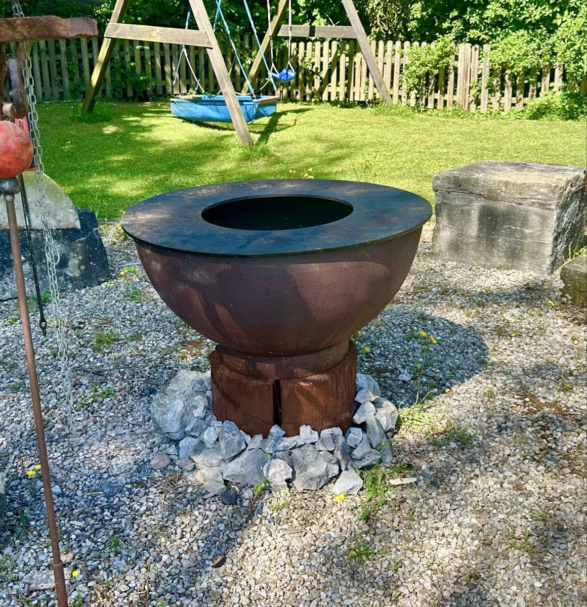 Designer Feuerring aus Stahl, massiv, mit Deckel & Zubehör (Gebraucht ...