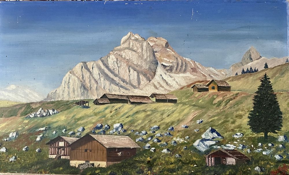 Berglandschaft Ölgemälde, Schweizer Alpenmalerei, Top Zustan (Gebraucht ...