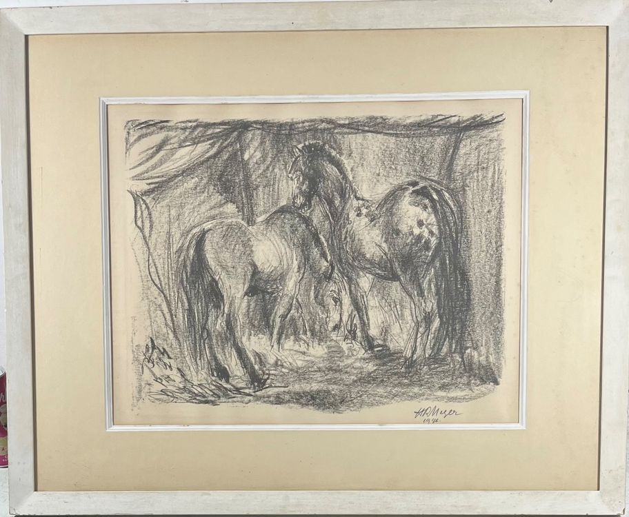 40. er Jahre Grosse Zeichnung mit Pferden, Unl. Sig. (Gebraucht) in Root für CHF 19 – mit ...
