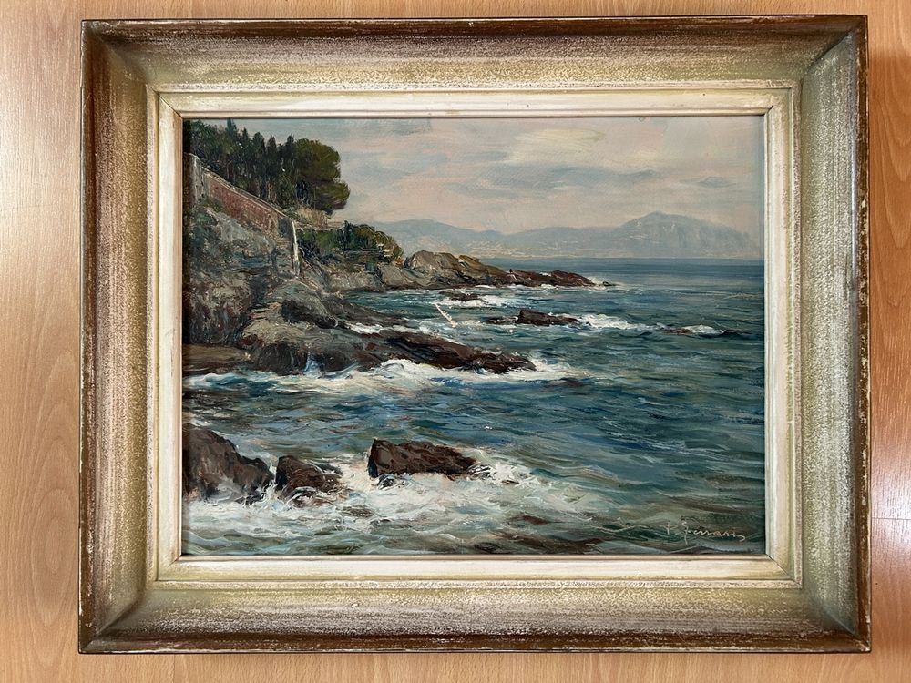 Berto Ferrari Ölgemälde Landschaft Meer signiert gerahmt | Kaufen auf Ricardo