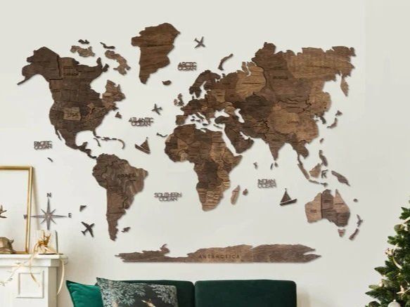 Weltkarte aus Holz "Walnuss": Deko & Geschenk (Neu und originalverpackt) in Burgdorf für CHF 176 ...