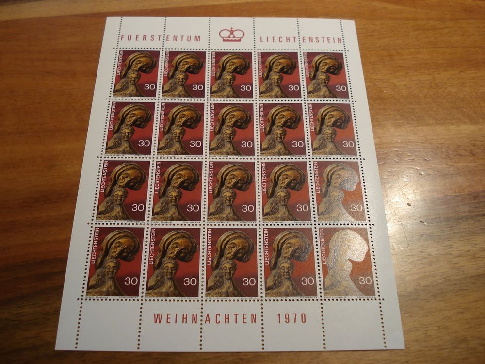 Liechtenstein 1970, Bogen Weihnachten ** (Gebraucht) in Niederwil AG für CHF 1 – mit Lieferung ...