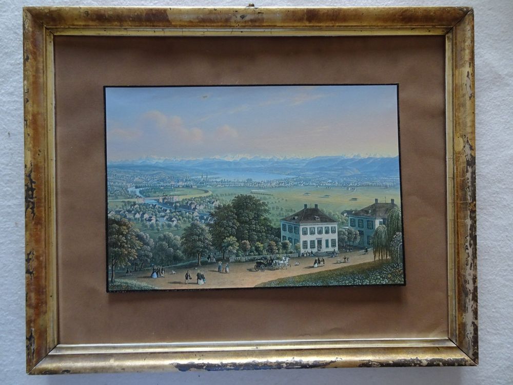 Zürich von der Weid aus mit Eisenbahn alte kolorierte Ans. (Gebraucht ...