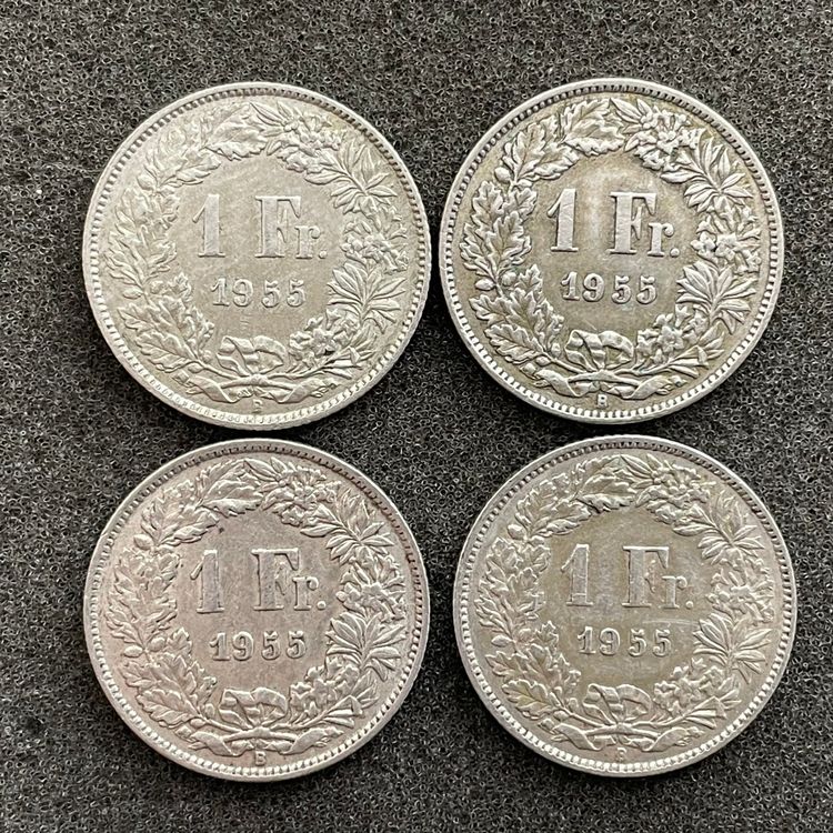 4 Stück 1 Franken Silber 1955 selten (Gebraucht) in Reitnau für CHF 77 – mit Lieferung auf ...
