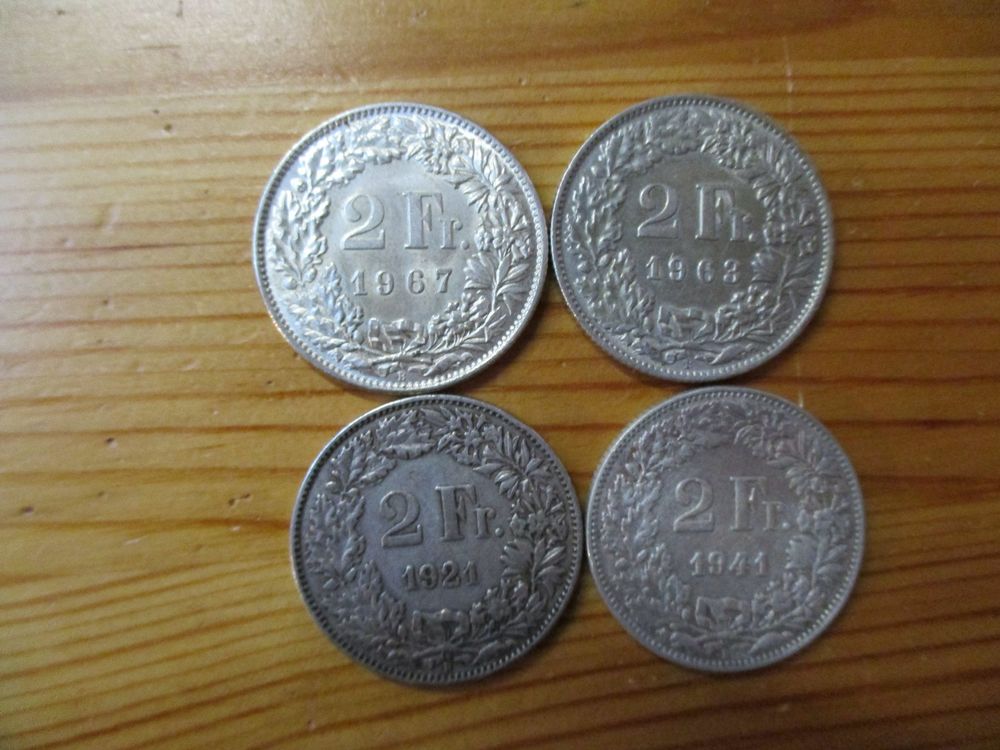 2Franken Silber Münze 1921 1941 1963 1967 (Gebraucht) in Felsberg für CHF 20.1 – mit Lieferung ...