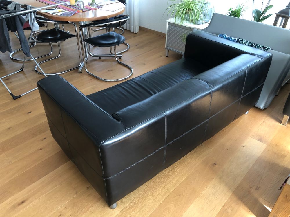 2er Sofa Klippan IKEA schwarz, echt Leder | Kaufen auf Ricardo