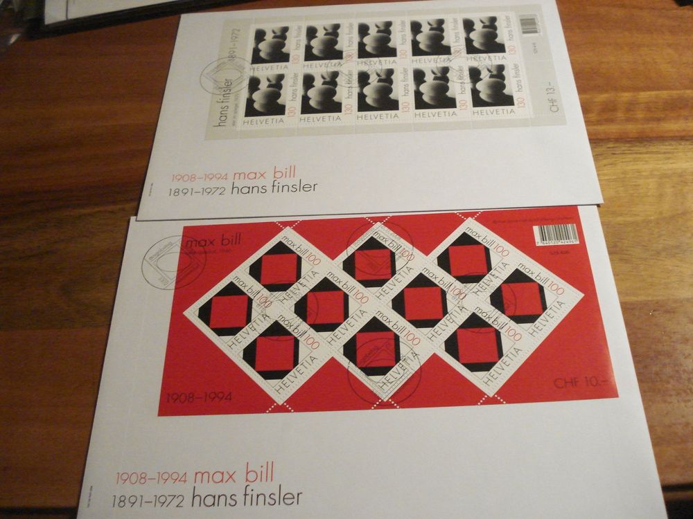 Satz FDC Kleinbogen Kunst, 2008, Max Bill/Hans Finsler (Gebraucht) in ...