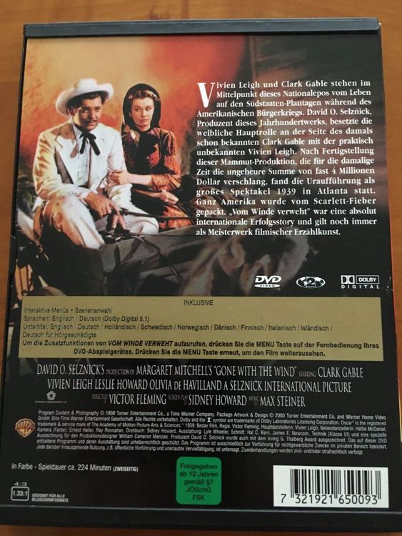 Vom Winde verweht (1939) - Dvd - Vivien Leigh, Clark Gable | Kaufen auf Ricardo