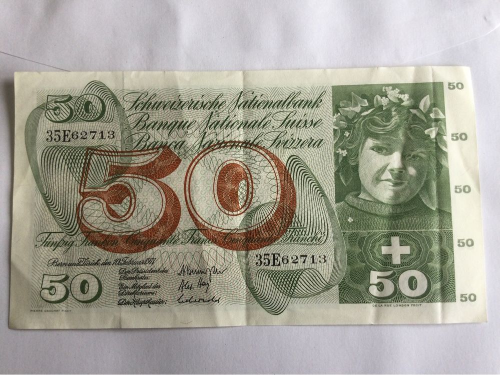 Sehr schöne CH-50 Fr.Banknote 1971 (Gebraucht) in für CHF 17 – mit ...