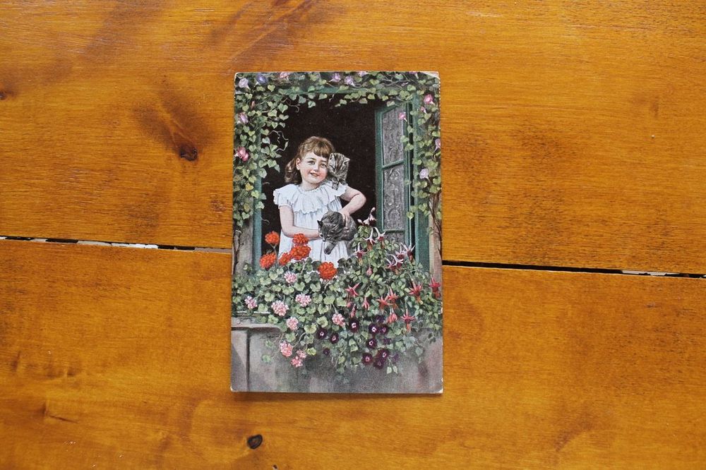 Katzen-AK, Mädchen mit Katzen, gel. 1900 (Gebraucht) in Oftringen für ...