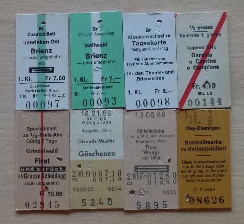 Sammlerobjekt ++ 21 Stück alte Billetts aus Karton (Gebraucht) in Walkringen für CHF 55 – mit ...