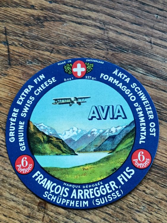 Litho Werbe Vignette / Aviatik AVIA Käse Gruyere Schüpfheim (Gebraucht ...