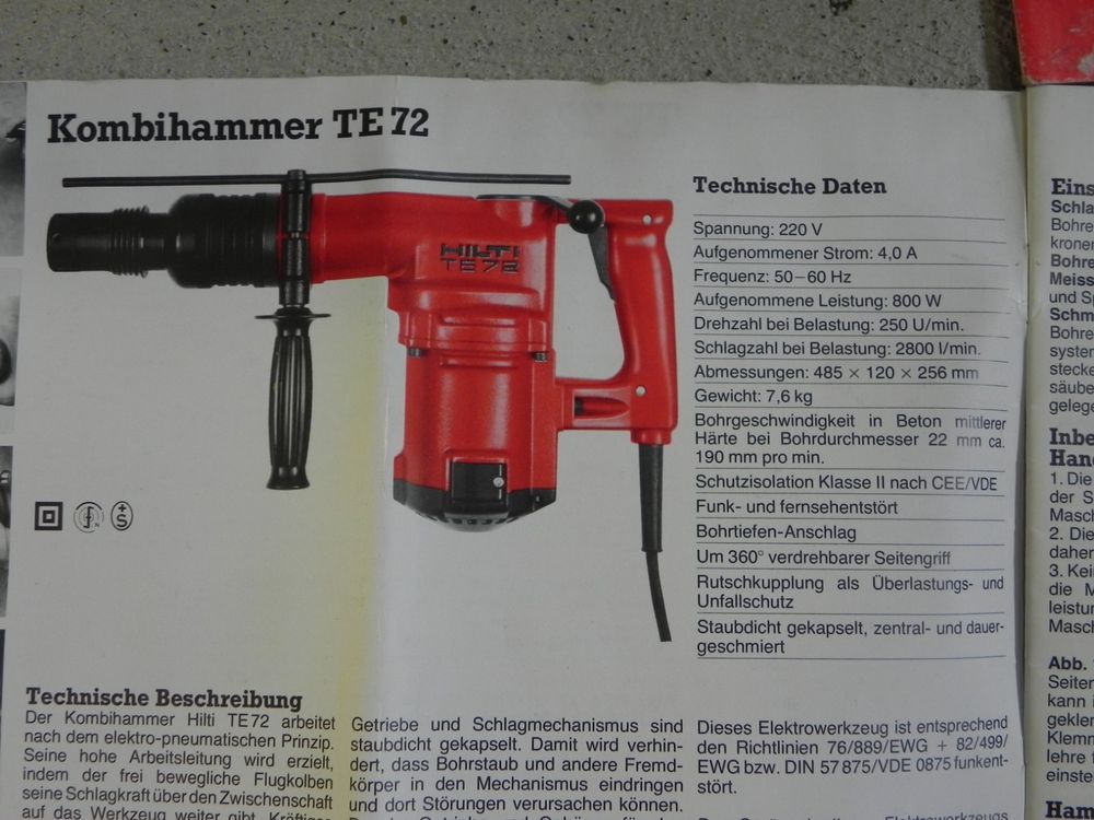Hilti TE 72 (Defekt) in Neuenkirch für CHF 90 – mit Lieferung auf ...