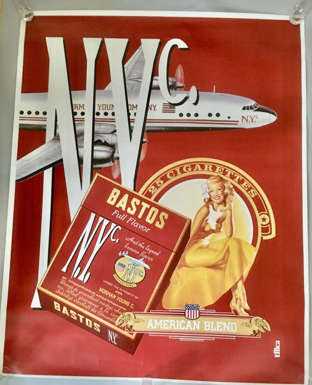 🟡ORIGINAL Poster BASTOS N.Y.C. Cigarettes Pin Up SELTEN🟡 | Acheter sur ...