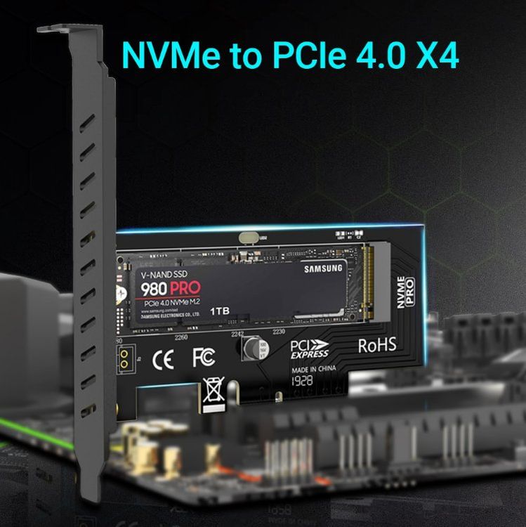 Jeyi M.2 NVMe zu PCIe 4.0 Adapter - Maximieren Sie Ihre SSD (Neu und originalverpackt) in ...