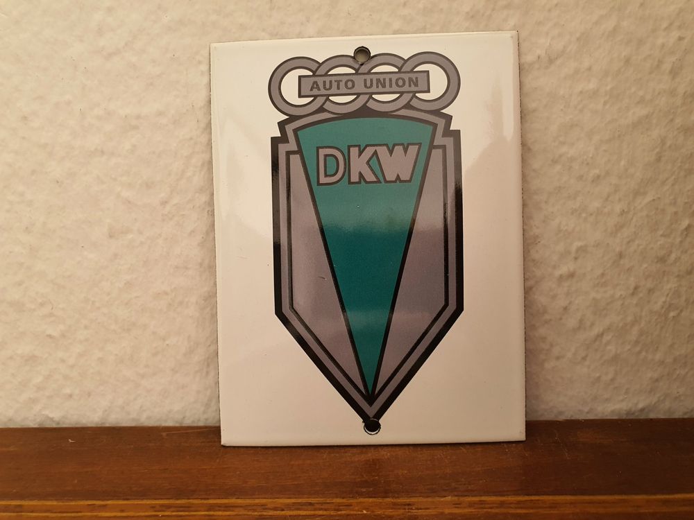 Emailschild DKW Auto Union Logo Emaille Schild Reklame Retro | Kaufen ...