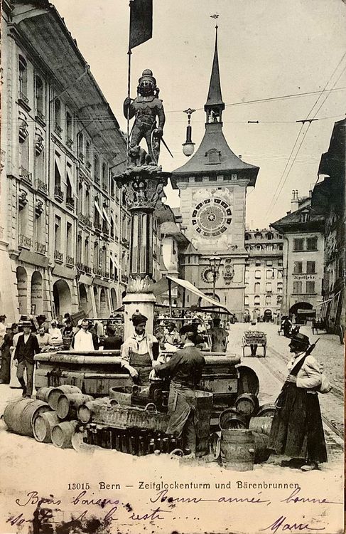 1905 - Antike AK Zeitglockenturm Bärenbrunnen Bern - Belebt (D'occasion) à Root pour CHF 1 ...