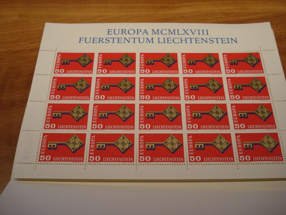 Liechtenstein Bogen Europamarke 1968 ** (Gebraucht) in Niederwil AG für CHF 1 – mit Lieferung ...