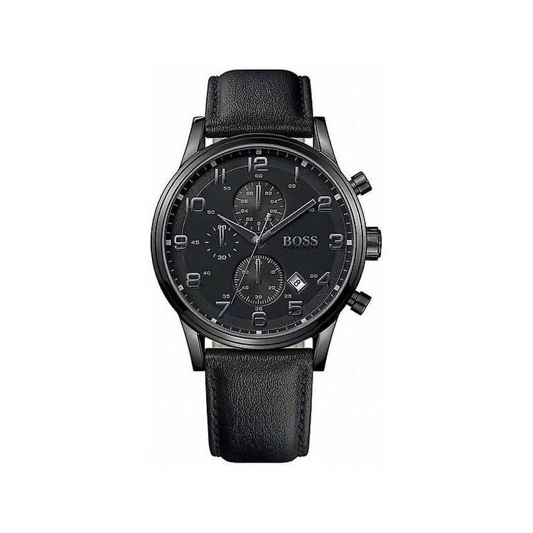 Elegante BOSS Herrenuhr Chronograph, Lederarmband (Gebraucht) in ...