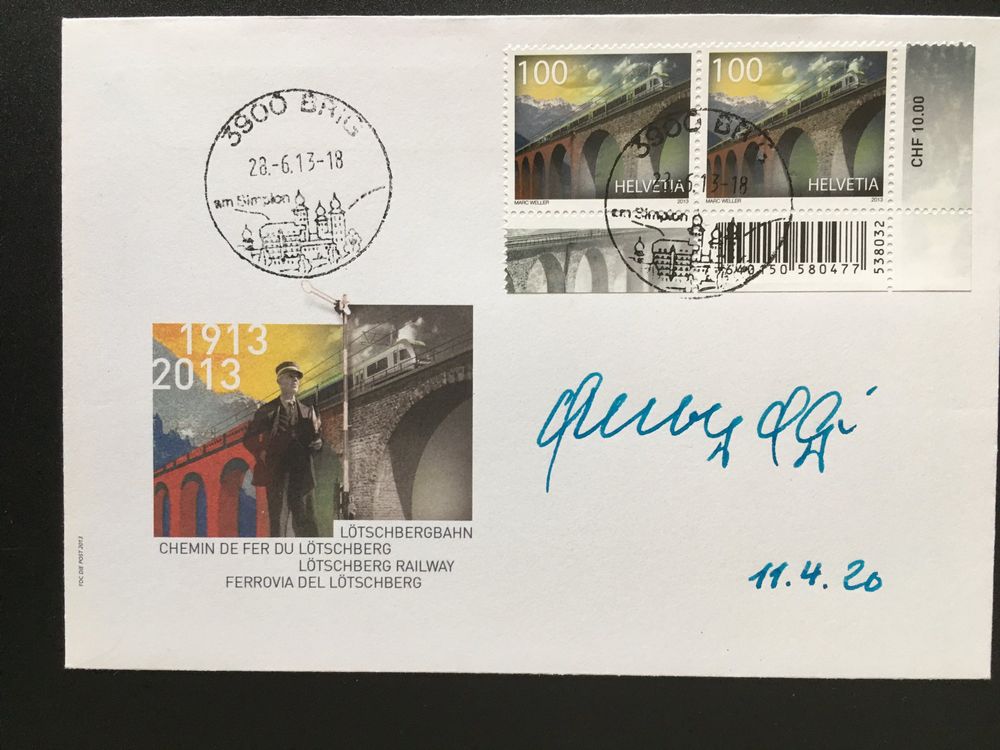 100 Jh Lötschbergbahn ZN 1452 mit Autogram Alt-Bundesrat Ogi (Neu (gemäss Beschreibung)) in ...